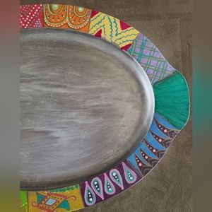 Vintage | Dining | Original Bohemian Handpainted Colorful Wooden Tray ...